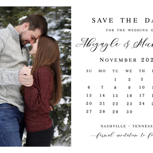 Photo Calendar Save the Date Editable Template With Photo Wedding ...