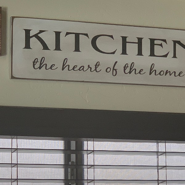 Kitchen the Heart of the Home Wood Sign, Farmhouse Decor, Primitive ...