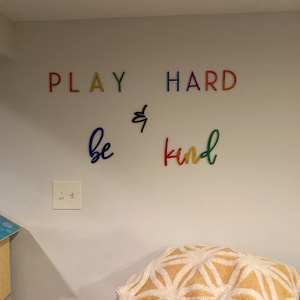 Play Hard & Be Kind Wall Sign, Playroom Wall Decor, Playroom Signs ...