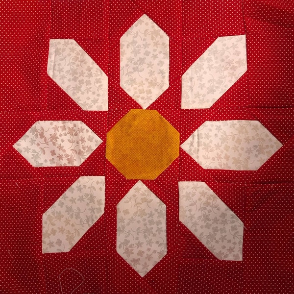 Daisy Spring Summer Garden Flower Quilt Block PDF Pattern- Instructions ...