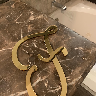 Monogram Calligraphy Wall Letters, Gold or Silver Mirror Custom Sign ...