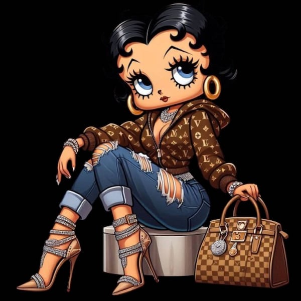 Betty Boop Png, Witch in Leopard Print Betty Boop PNG, Digital Design ...
