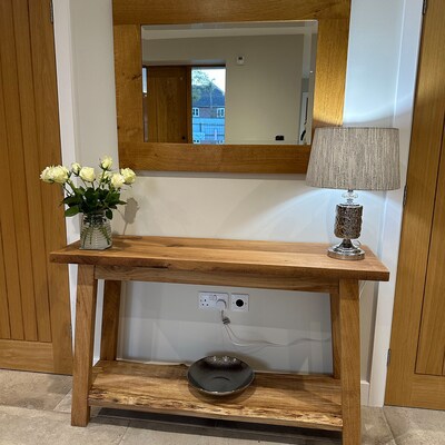 Solid Oak Console Table With Waney Edge Shelf Hallway Table Entryway Table Rustic Table ...