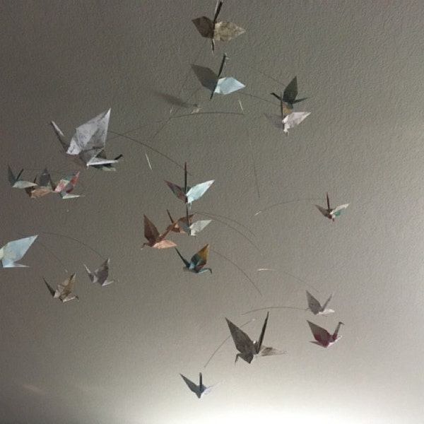 White Hanging Mobile Classic Ceiling Art Sculpture Large Origami Crane ...