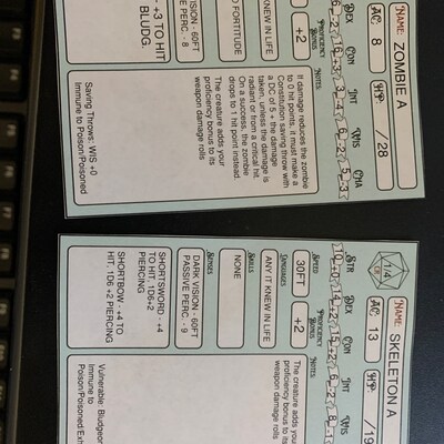 D&D Dm Npc Bundle Dnd Roll Charts Cards for Npcs Monsters and Sidekicks ...