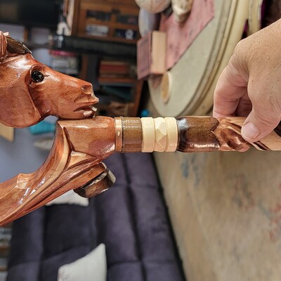 Phoenix Cane Walking Stick Wooden Carved Hand Head Walking Cane Old ...