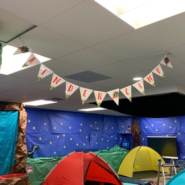 INSTANT DOWNLOAD - EDITABLE Camping Birthday Wall Banner Camp Out ...