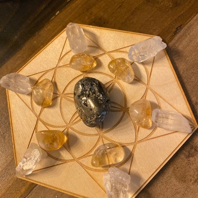 Manifestation Good Fortune Creativity Crystal Grid Kit Seed of Life ...