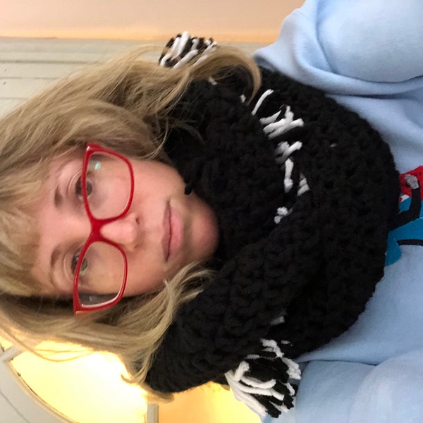 Handmade Black Snood, Wednesday Addams Inspired Snood, Enids Scarf ...