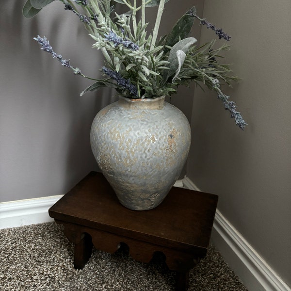 Antique Oak Side Table, Victorian Plant Stool With Turned Legs, Small Wooden Table, Hand Carved ...