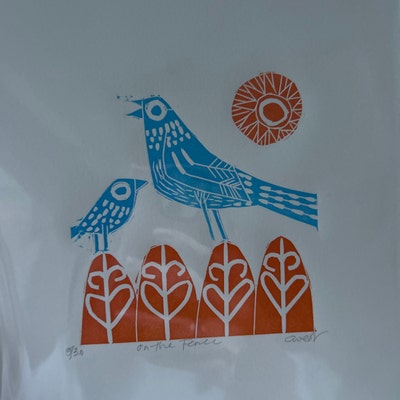 Burton Bushes Linocut, Lino Print, Relief Print - Etsy