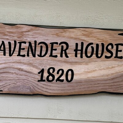 Personalised Oak House Number Name Sign Carved Engraved Outdoor Wooden ...