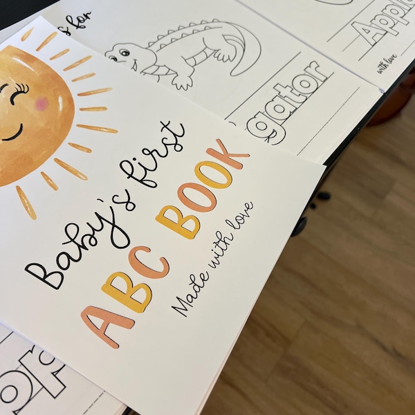 52 PAGES ABC Baby Shower Coloring Book, Baby's First ABC Book, Sun ...