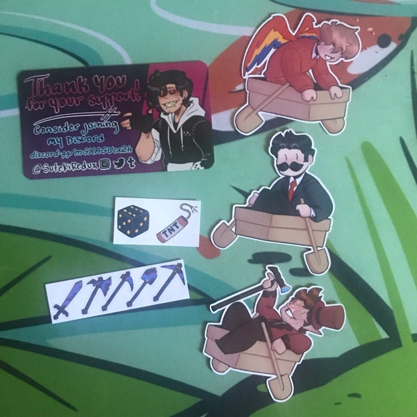 Grian, Mumbo Jumbo, and Goodtimeswithscar 2.5"boatem Pole Stickers ...