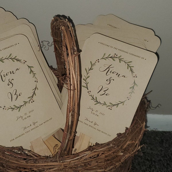 Program Fans Includes Wooden Sticks - Wedding Program Fans - Printed ...