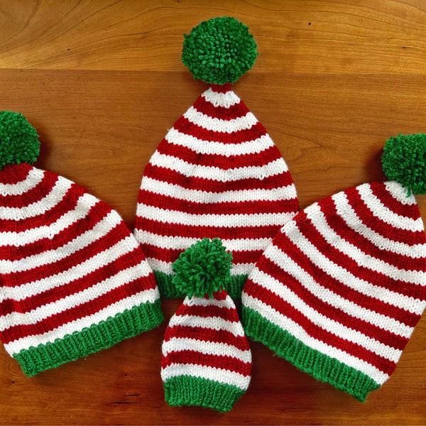 Christmas Elf Hat Knitting Pattern Santa Stocking Cap Medium Weight ...