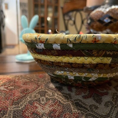 Small Rope Bowls Rope Fabric Bowl Coiled Rope Basket Clothesline Basket ...