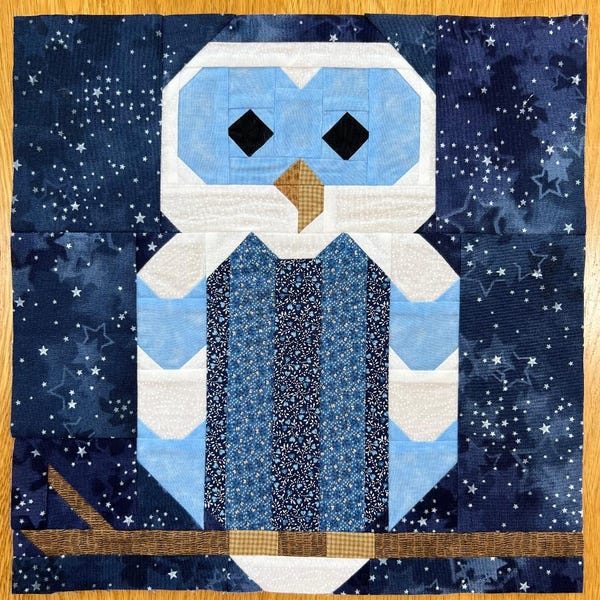 Winter Owl Quilt Block Pattern Bird Animal PDF - Includes Instructions ...