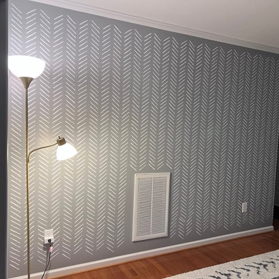 Hand Drawn Chevron Wall Stencil LARGE WALL STENCIL Stencils Instead of ...