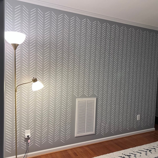 Hand Drawn Chevron Wall Stencil - LARGE WALL STENCIL - Stencils Instead ...