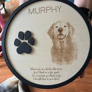 Custom Laser Engraved Pet Memorial Sign 3D Paw Print Personalized ...