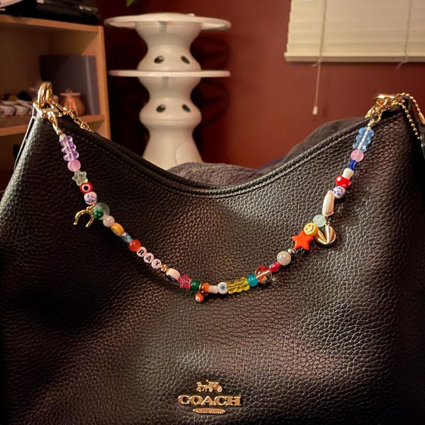 CUSTOM Beaded Bag Charm - Custom Colors, Bag Chain, Strap Charm, Beaded ...