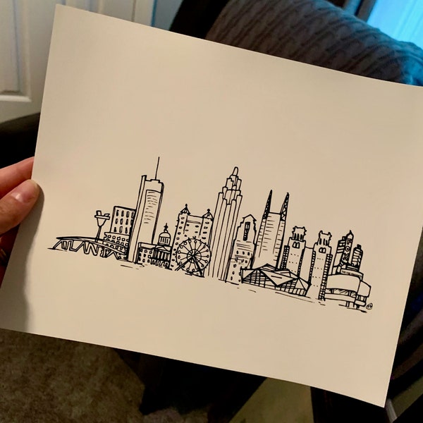 Atlanta Print, Atlanta Skyline Print, Atlanta City Drawing, Wall Art ...