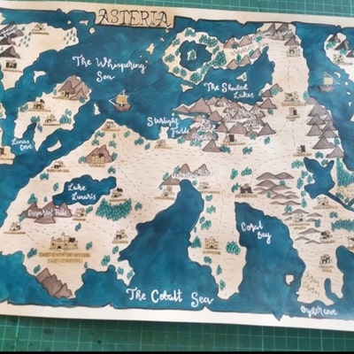 Fantasy Fictional Book Print, Handdrawn Fantasy Fictional Book Map ...