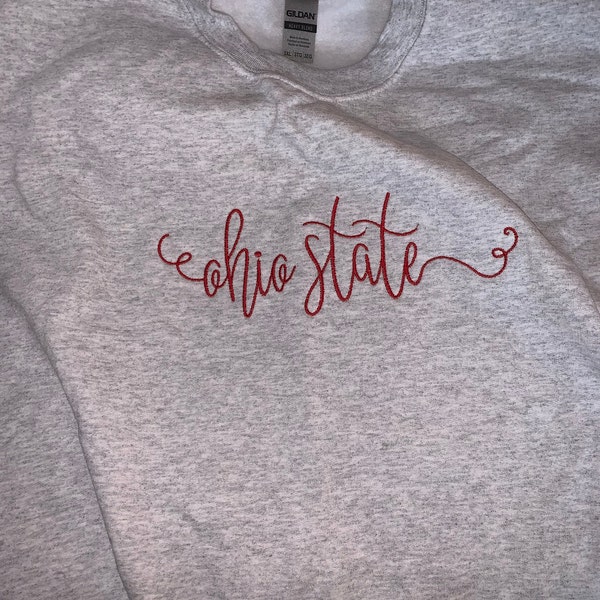 Embroidered State Name Crew Neck Sweatshirt | State Pride Stitched ...