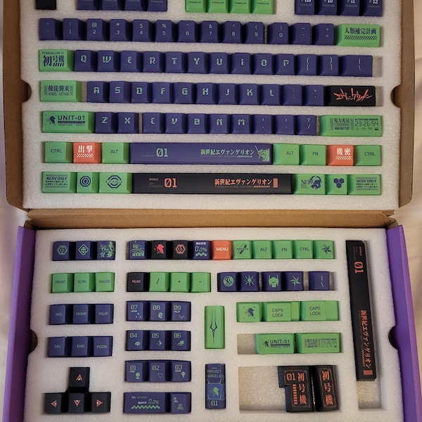 Eva Unit-01 Keycap Set, Cherry Profile, PBT, Cherry MX Stem, Dye-sub ...