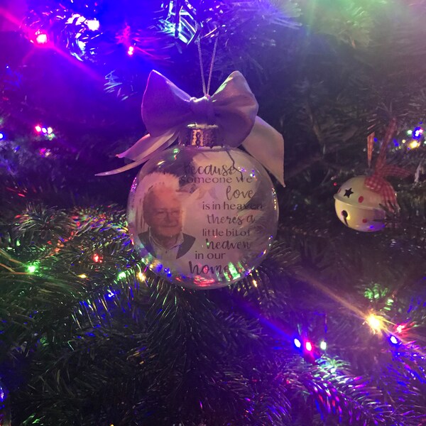 Memory Bauble, With a Photo of Your Loved One With a Beautiful White ...