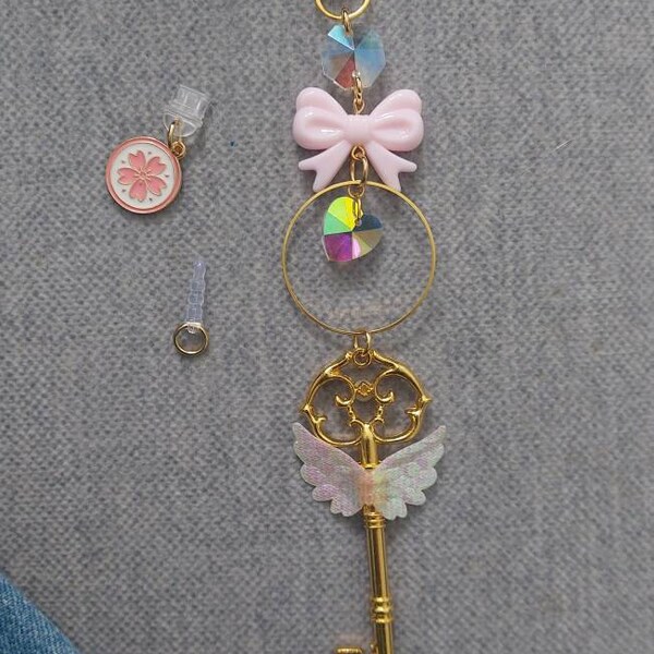 Kawaii Sakura Phone Charm - Pastel Pink Cherry Blossom Keychain ...