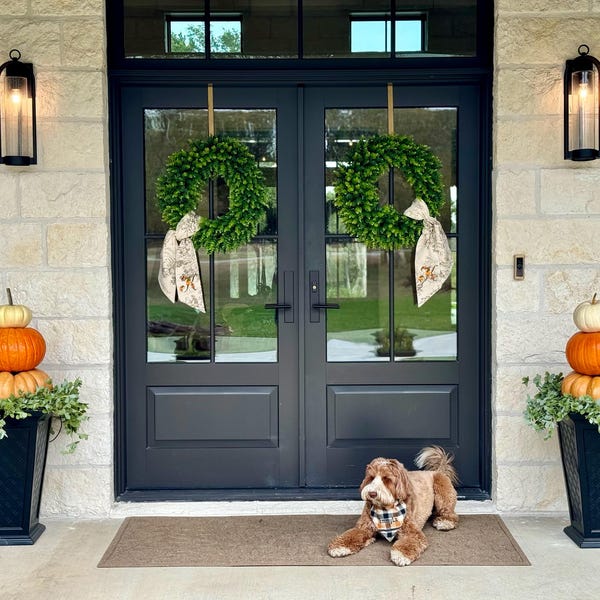 Cardinal Red Toile Holiday Wreath Sash for Front Door, Custom Monogram ...