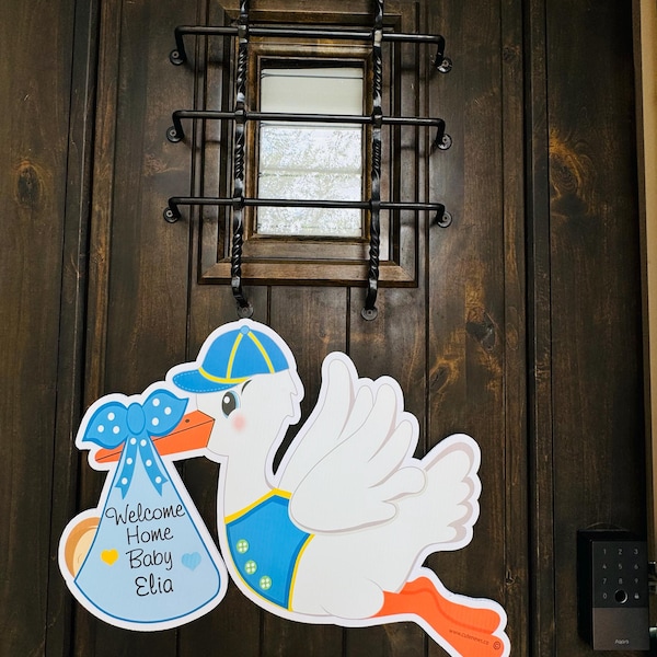 Welcome Home Baby Door Sign, Hospital Door Hanger, Stork Decoration ...