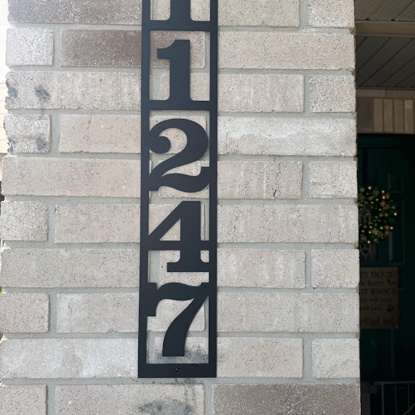 Modern House Numbers, Metal Address Sign, Custom Vertical House Number ...