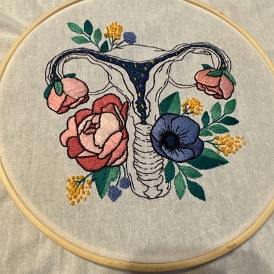 Hand Embroidery Pattern PDF BLOOMING UTERUS, Human Anatomy, Embroidery ...