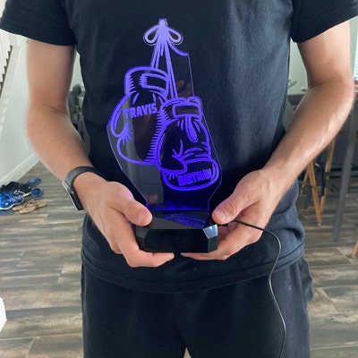 Boxing Gloves Night Light, Personalized Free, LED Night Lamp, With ...