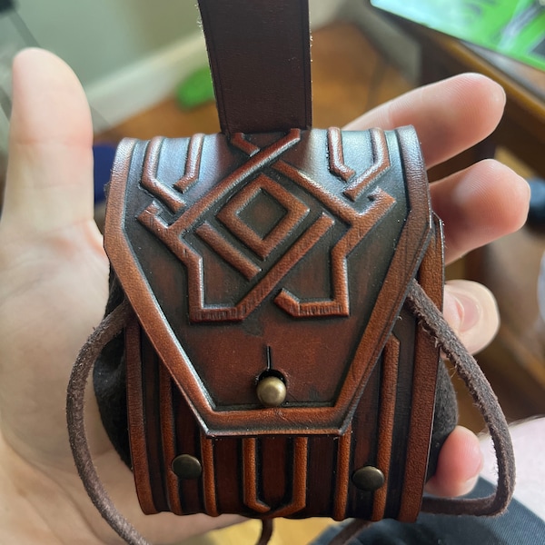 Leather Coin Pouch With Celtic or Viking Embossing, Leather Jewel Belt ...