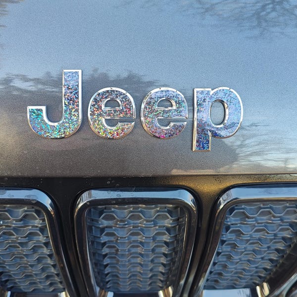 Holographic Sequins Jeep Emblem Sticker Decal, Wrangler JK, TJ, JL ...