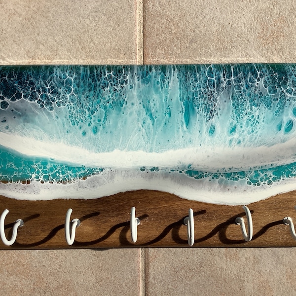 Ocean Wave Epoxy Key Ring Holder - Etsy