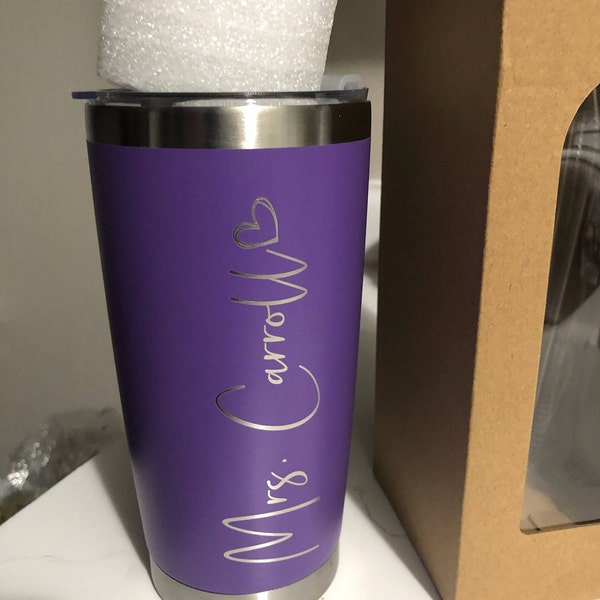Personalized 20 Oz Tumbler, Custom Name Travel Mug, Laser Engraved ...