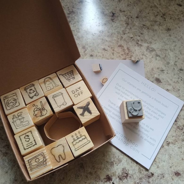 Recycling Bin Small Rubber Stamp Recycling Day Planner Stamp Small ...