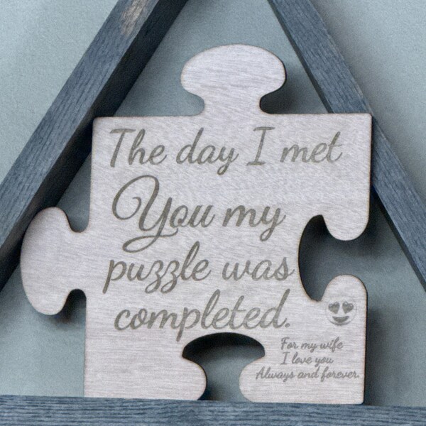 Personalized Wooden Keepsake Puzzle Piece With Custom Engraved Phrase ...