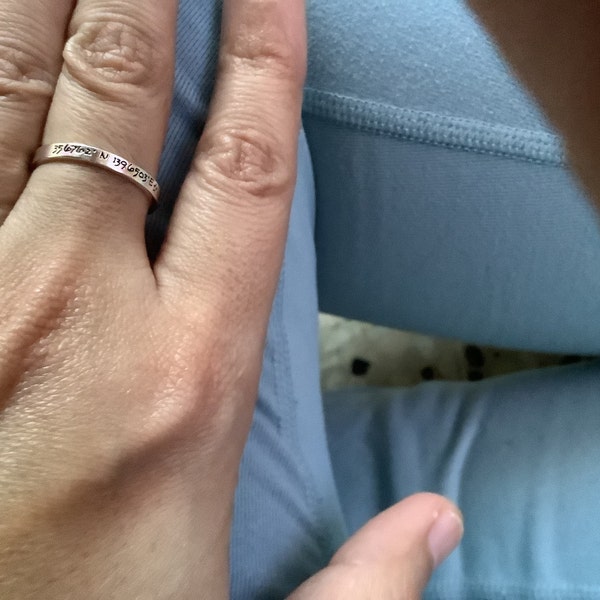 Custom Location Coordinates Ring • Dainty Coordinates Stackable Band ...
