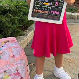 Editable Pink First Day of School Chalkboard Sign, Reusable First Day ...