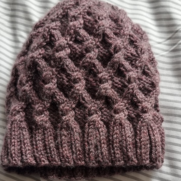 Knitting Pattern: Instant Download PDF. Beanie Hat Pattern. Cable Knit ...