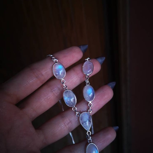 Fiery Rainbow Moonstone 925 Solid Sterling Silver Necklace, Handmade ...