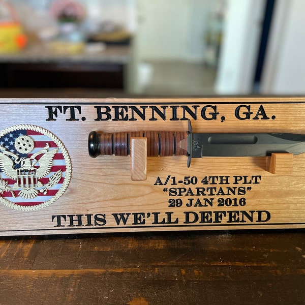 Personalized USMC Ka Bar Knife Display, Cherry Wood Marine Corps Gift ...