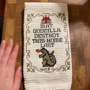 May Godzilla Destroy This Home Last Embroidered Kitchen Towel - Etsy