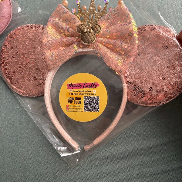 Pink Mickey Ears With Gold Crown, Mickey Ears, Minnie Ears, Princess ...